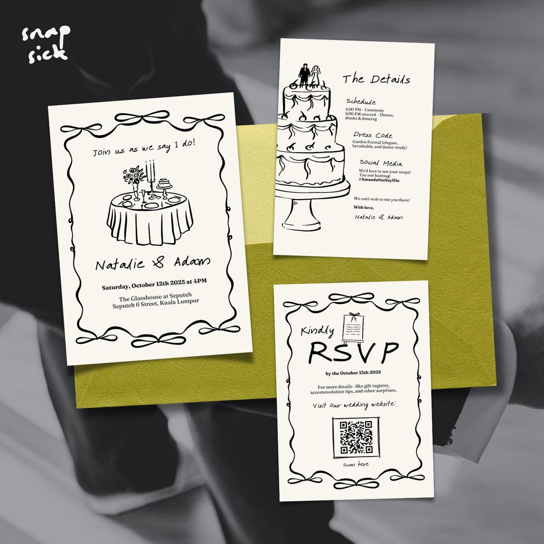 Hand-drawn Wedding Invitation Template: Italian Whimsical Design (canva ...