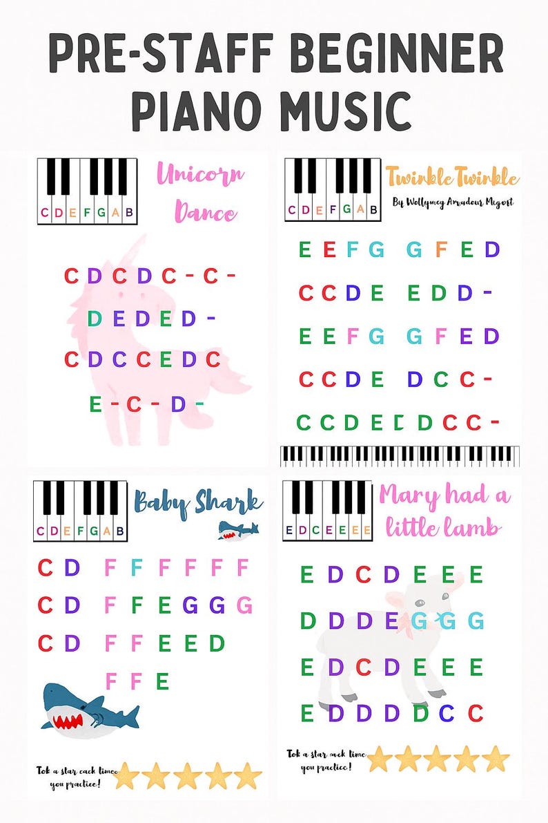 Pre Staff Beginner Piano Music - Etsy