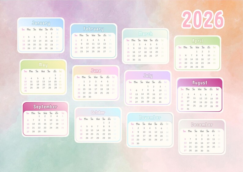 2026 Calendar Canva Templates Bundle: Desk & Wall Planners (printable ...