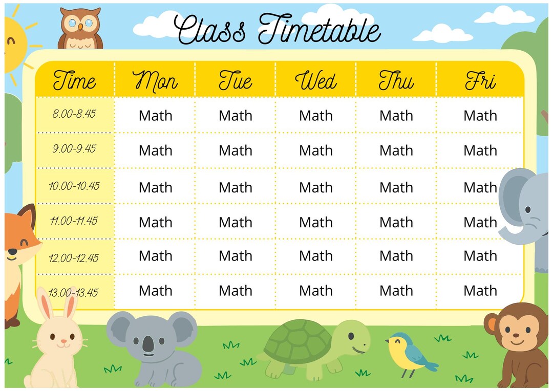Editable Kids Class Schedule Printable: Fun School Planner (PDF Canva ...