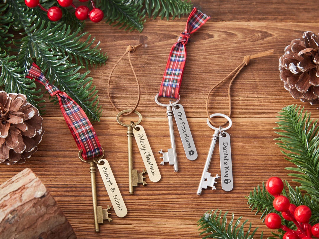 Custom Key Christmas Ornaments,engraved Stainless Steel House Ornament ...