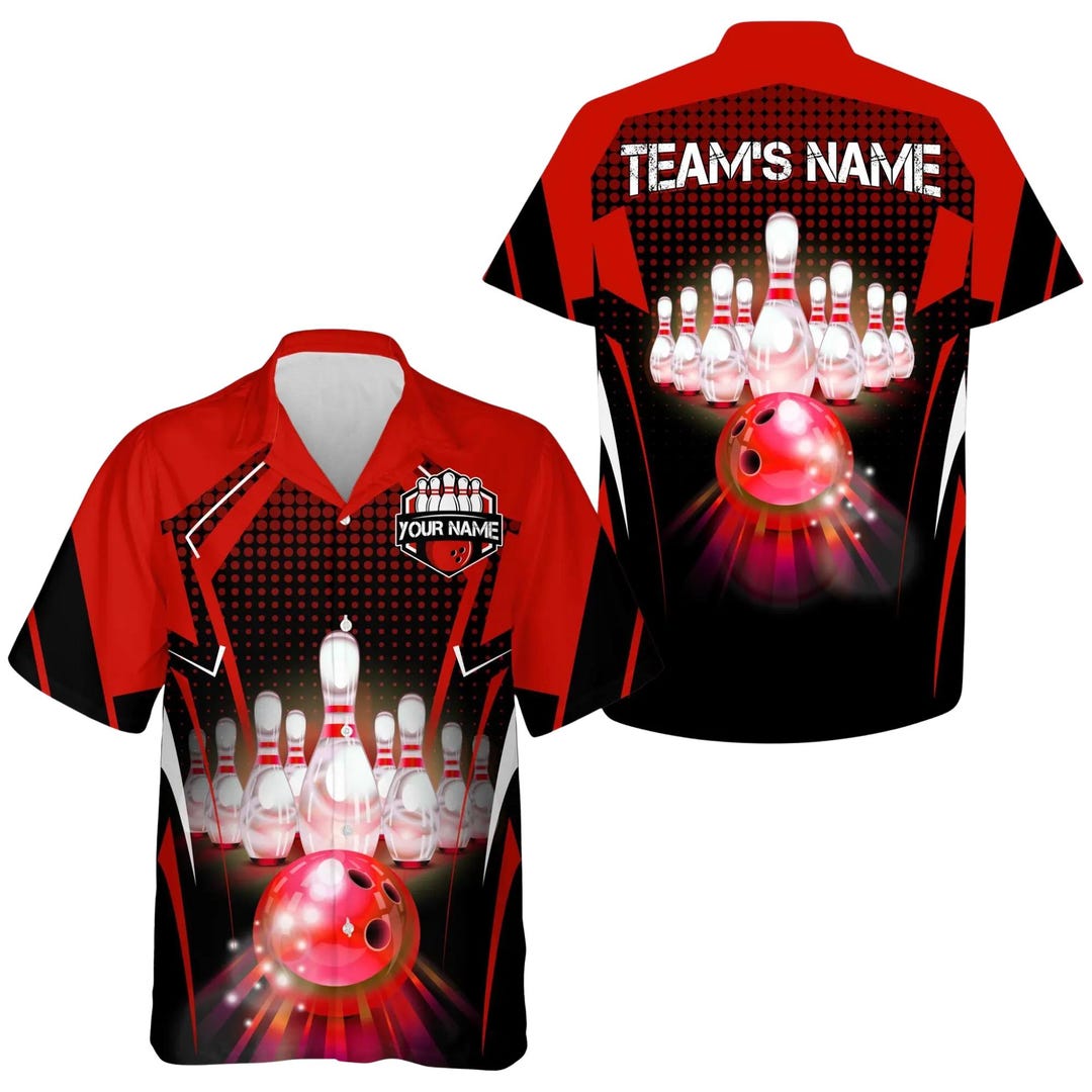 Personalized Red Black Bowling Shirt, Custom Team Name & Player Name ...