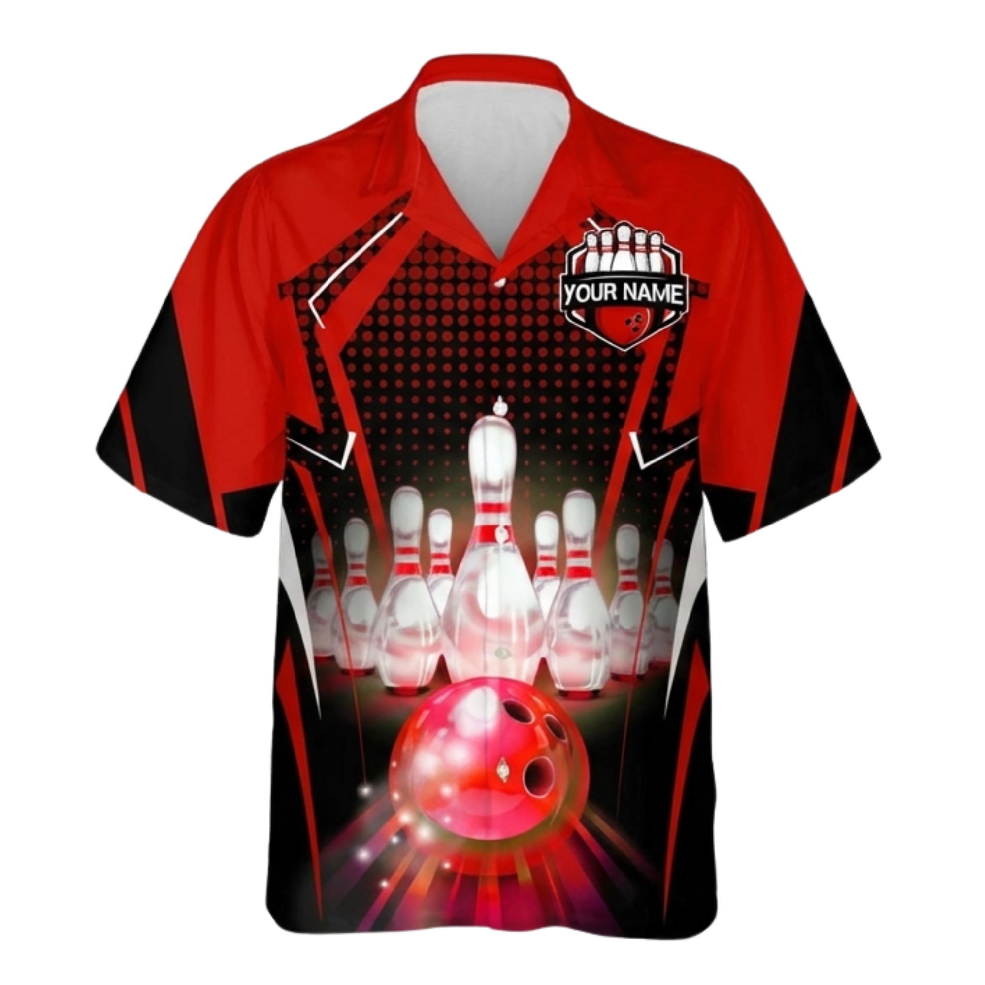 Personalized Red Black Bowling Shirt, Custom Team Name & Player Name ...