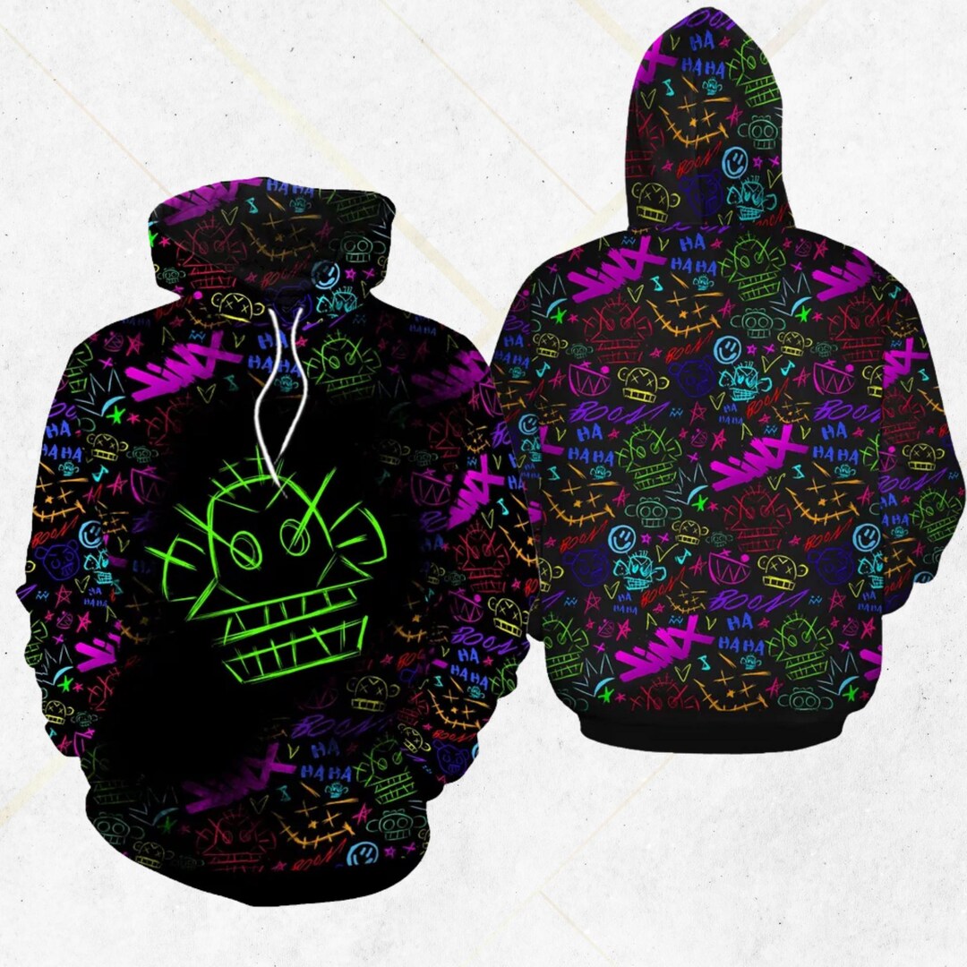 Neon Graffiti Hoodie Unisex All Over Print Pullover With Glow Green ...