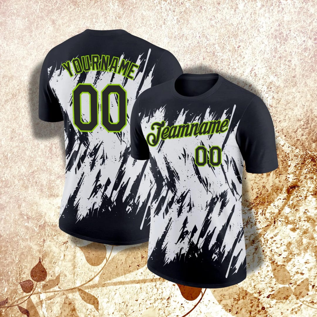 Custom Black White Splash Jersey Shirt Personalized Name & Number - Etsy