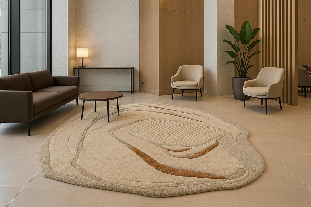 Hand-tufted Wool Silk Rug: Modern Abstract Irregular Shape - Etsy