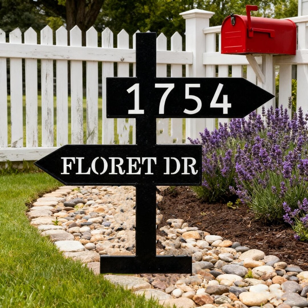 Custom Address Sign With Street Name - Double Arrow Design for Yard ...