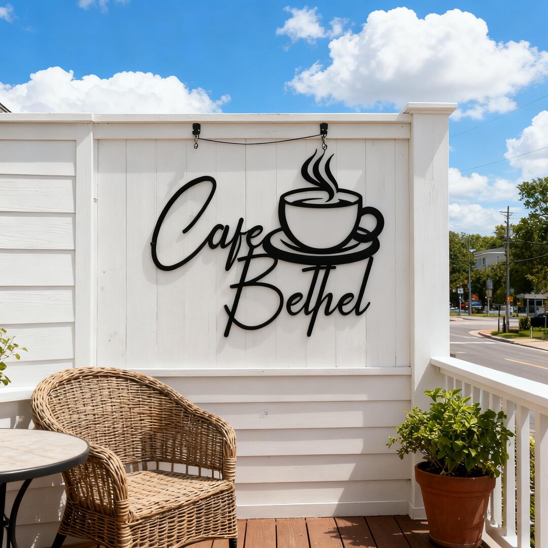 Cafe Bethel Metal Wall Art, Steaming Coffee Cup Decor,metal Cafe Sign ...