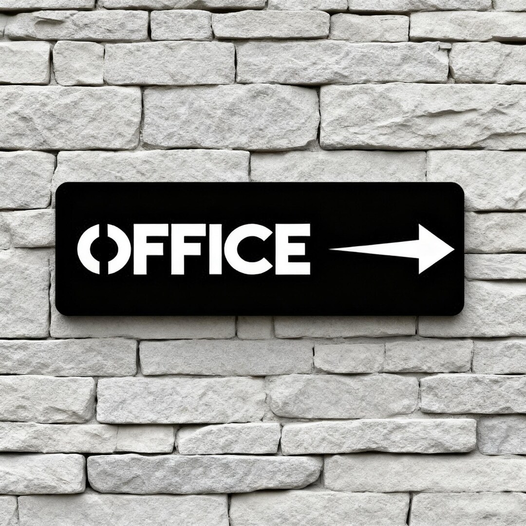Modern "office" Directional Metal Sign With Right Arrow,sleek Indoor ...