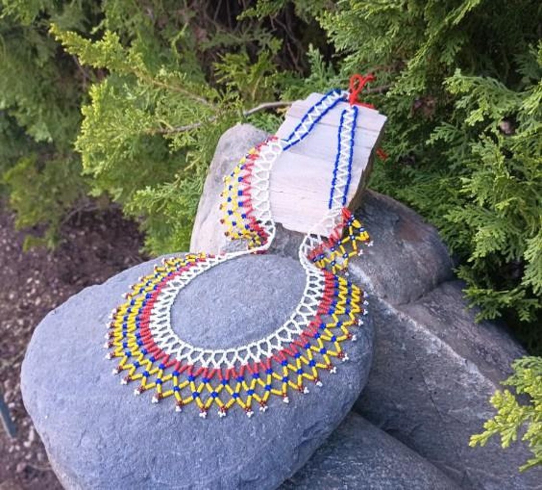 YAQUI Native American Beaded Collar Necklace, Made by the Yaqui Indians ...