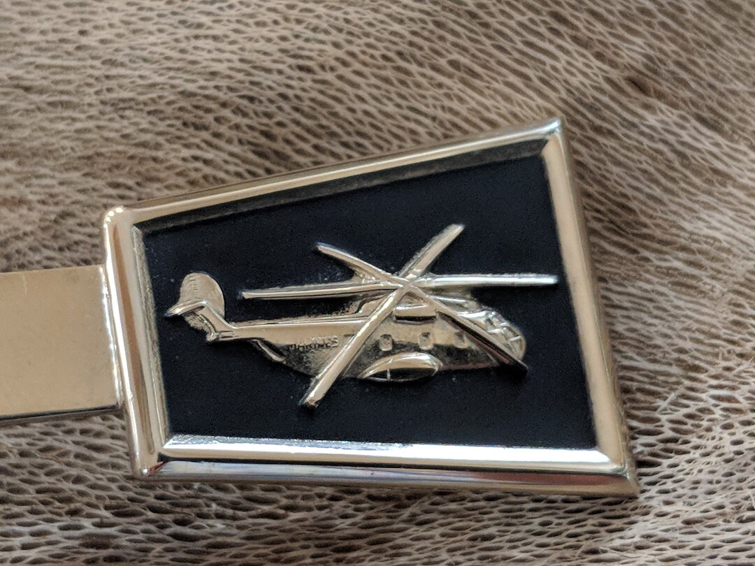 Military Helicopter Tie Clip, Air Force Jewelry, Black & Gold Color ...