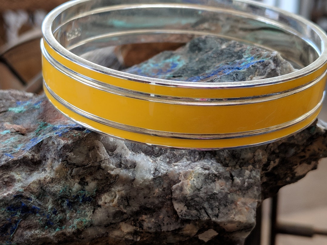 CHAPS Yellow Enameled Brangle Bracelet, Set of Three, Vintage Jewelry ...