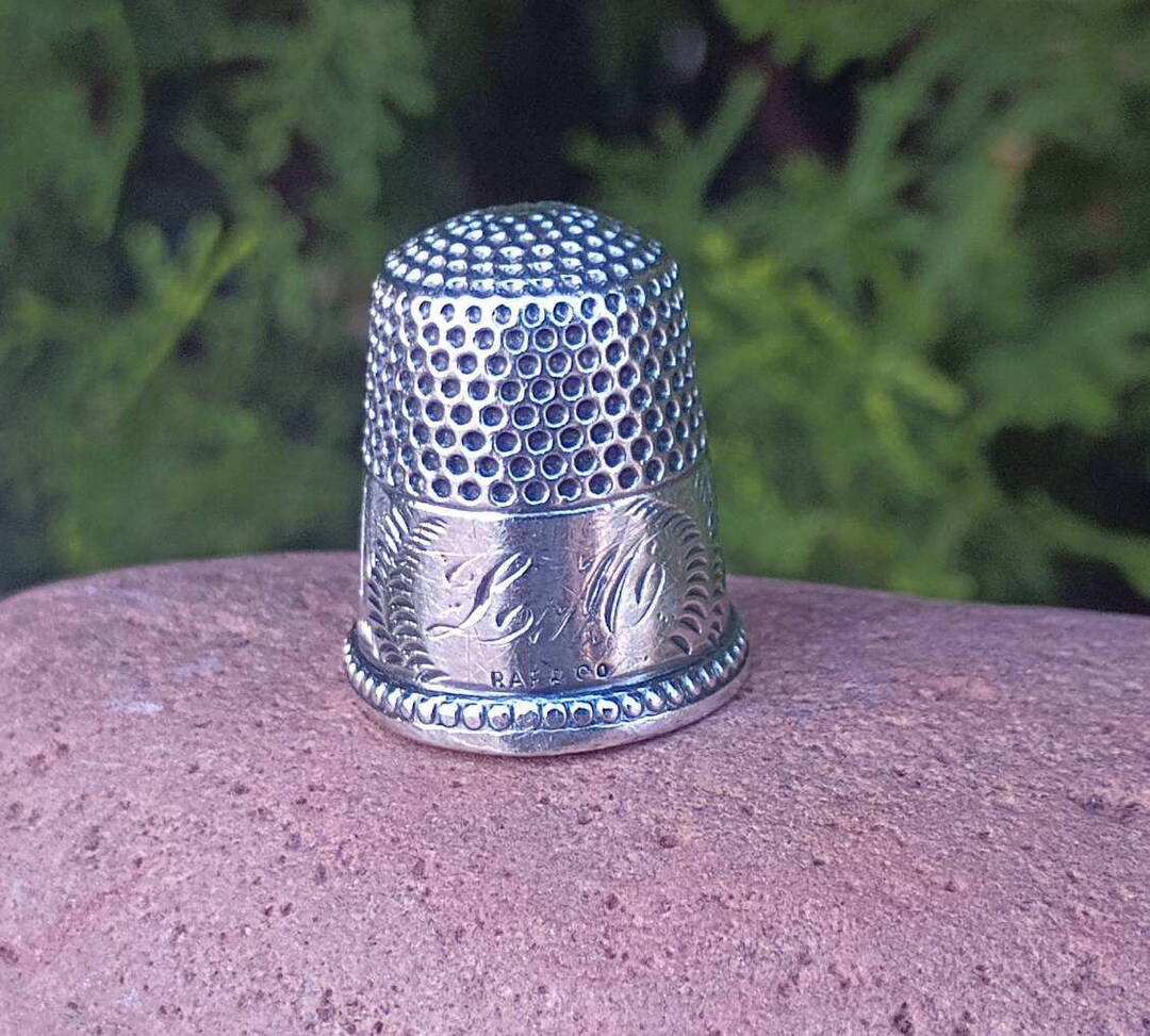 RAF & CO Sterling Silver Thimble, Vintage Old, 925, Size 9, Monogrammed ...