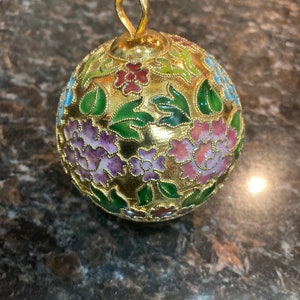 Cloisonné Enameled Christmas Tree Ornament, Vintage Floral Tree ...