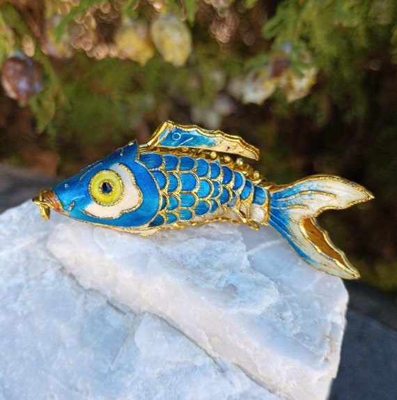 vintage filigree flexible fish - Gem