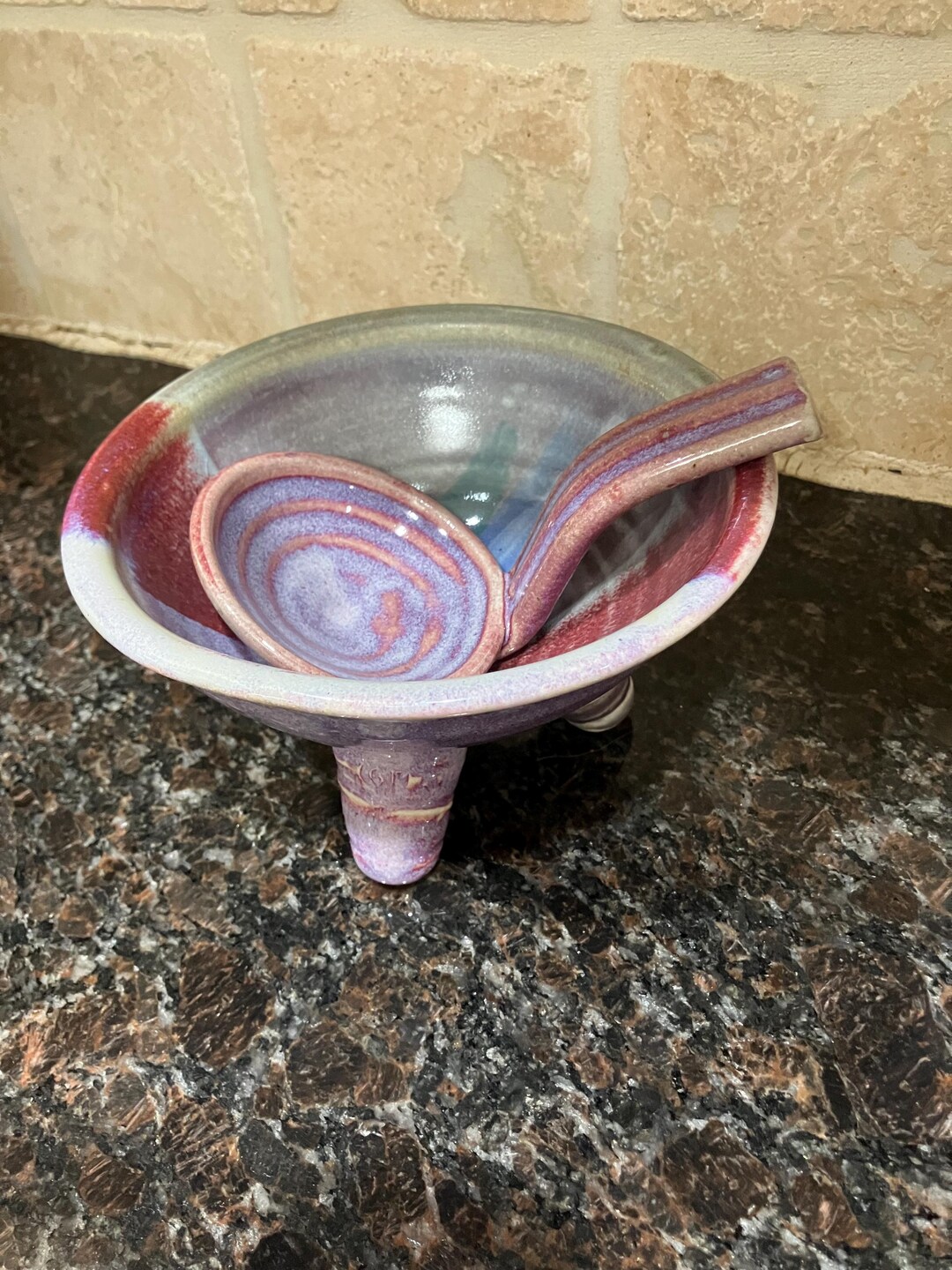 Pottery Salsa Condiment Bowl and Spoon, Ceramic Guacamole Dish With ...