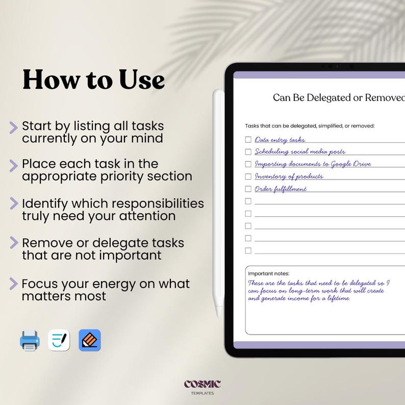 Priority Matrix Planner Printable and iPad Friendly Task Organization ...