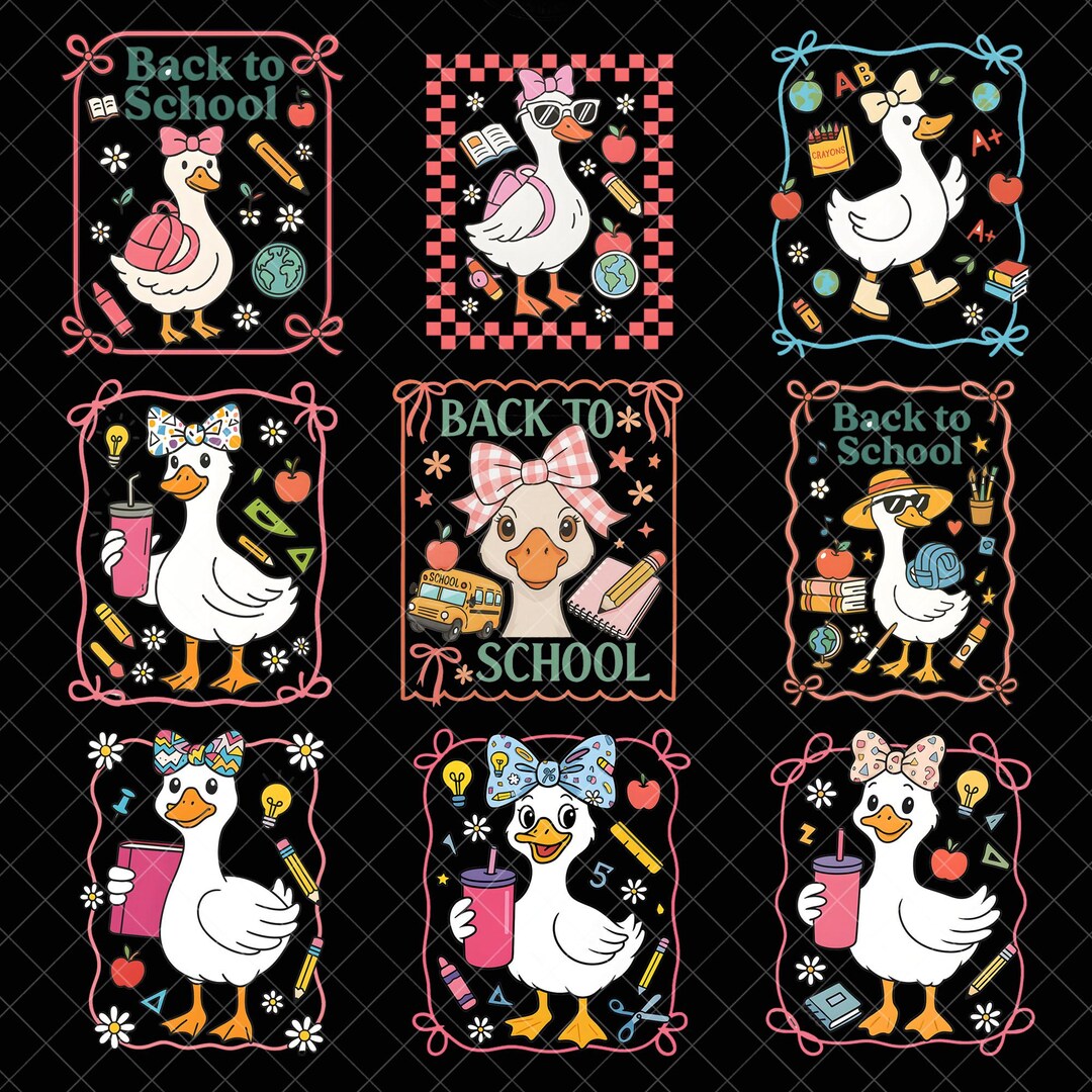 Back to School Goose Png Bundle, Cute School Goose Sublimation, Funny ...