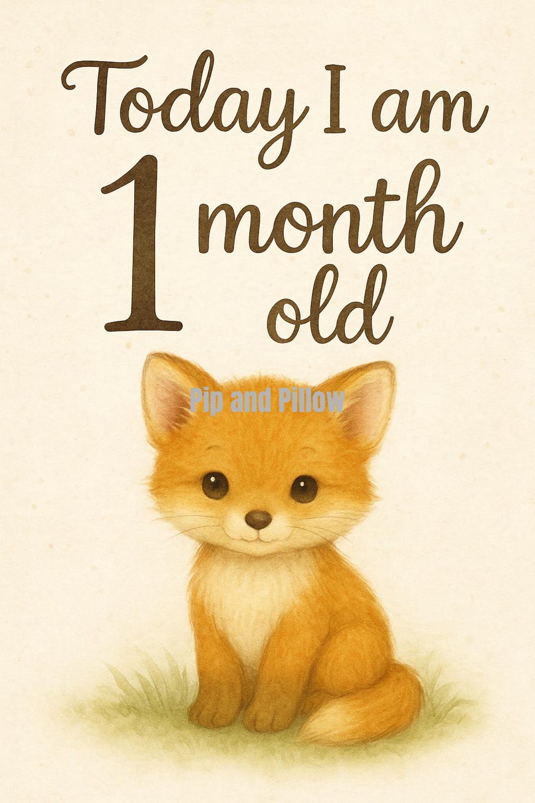 Baby Milestone Card | 1 Month Old Printable | Fox Nursery Art | Digital ...
