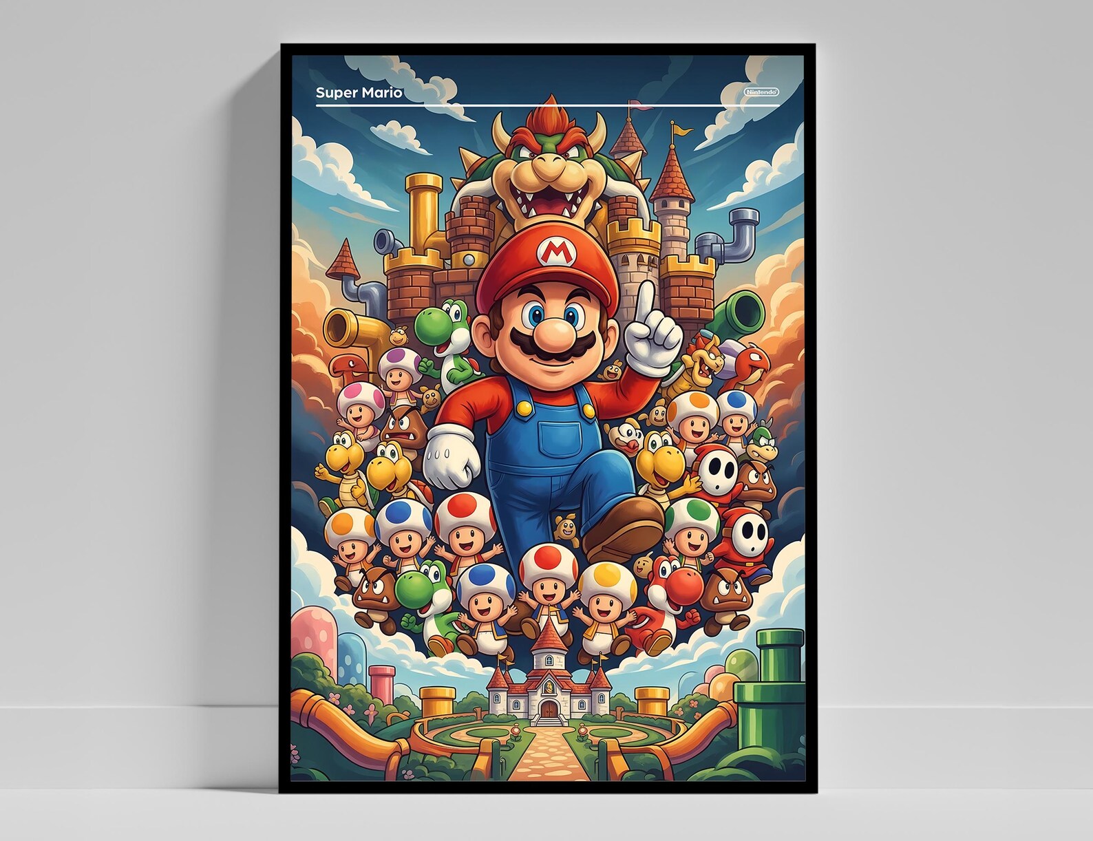 Super Mario Poster, Luigi Video Game Print, Bowser Gaming Wall Art ...