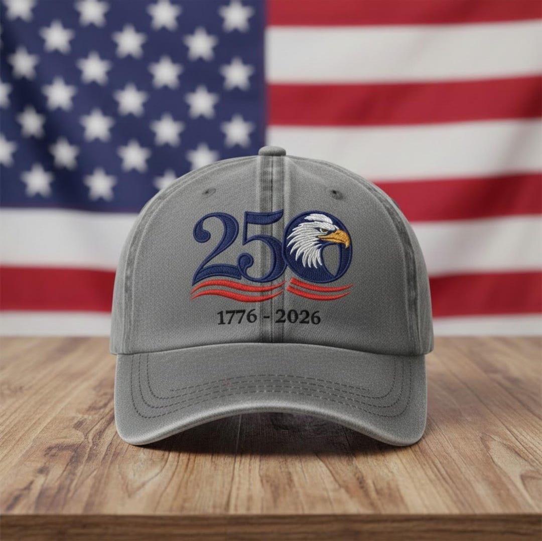 Eagle Flag Embroidered Hat, USA 250 Years Patriotic Eagle Embroidered ...