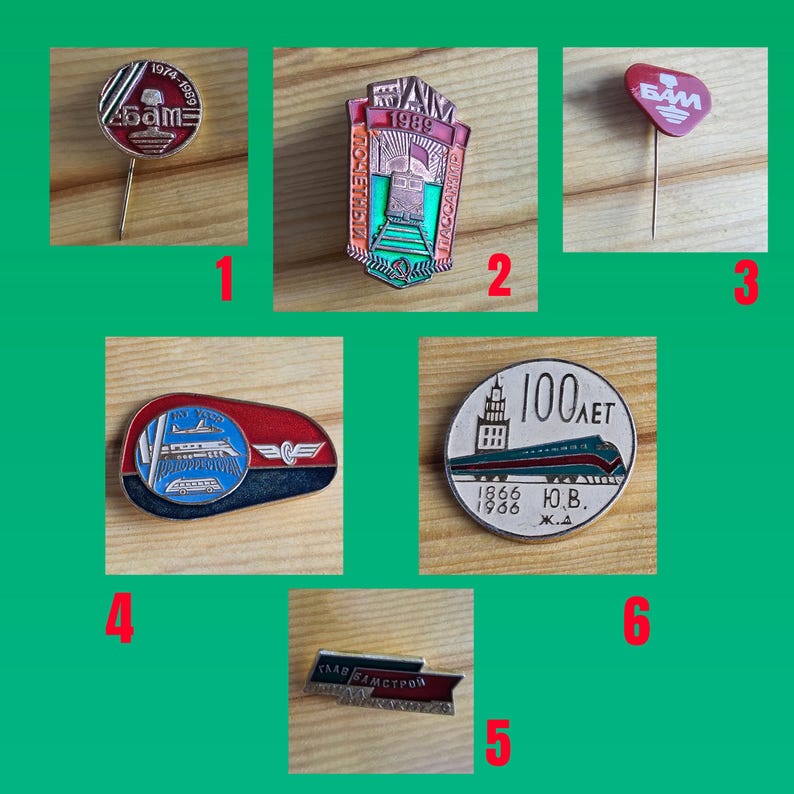 Vintage Soviet Railway Enamel Pins Set – BAM & USSR Railroads (1966 ...
