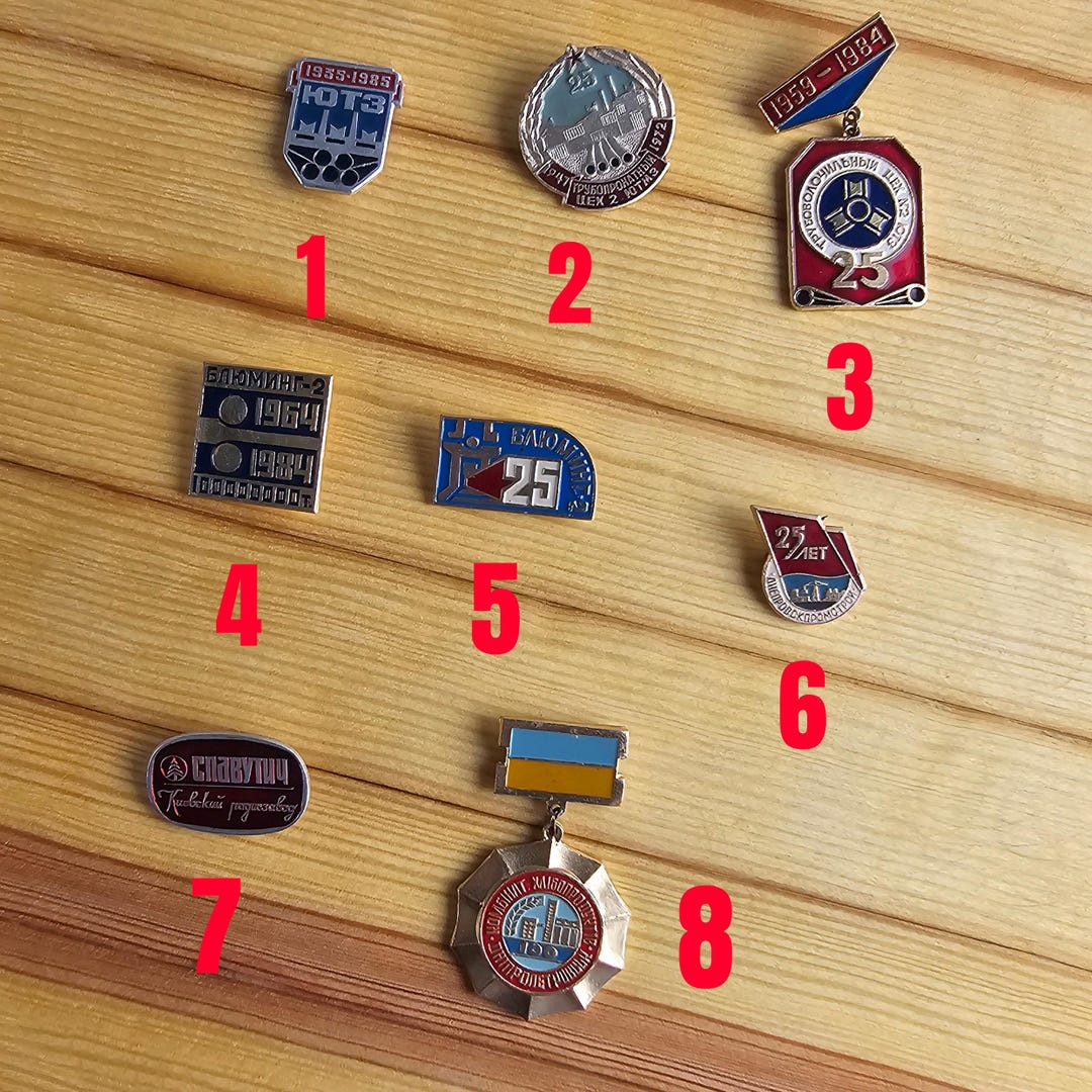 Vintage Soviet Industrial Enamel Pins Set, USSR Factories & Plants ...
