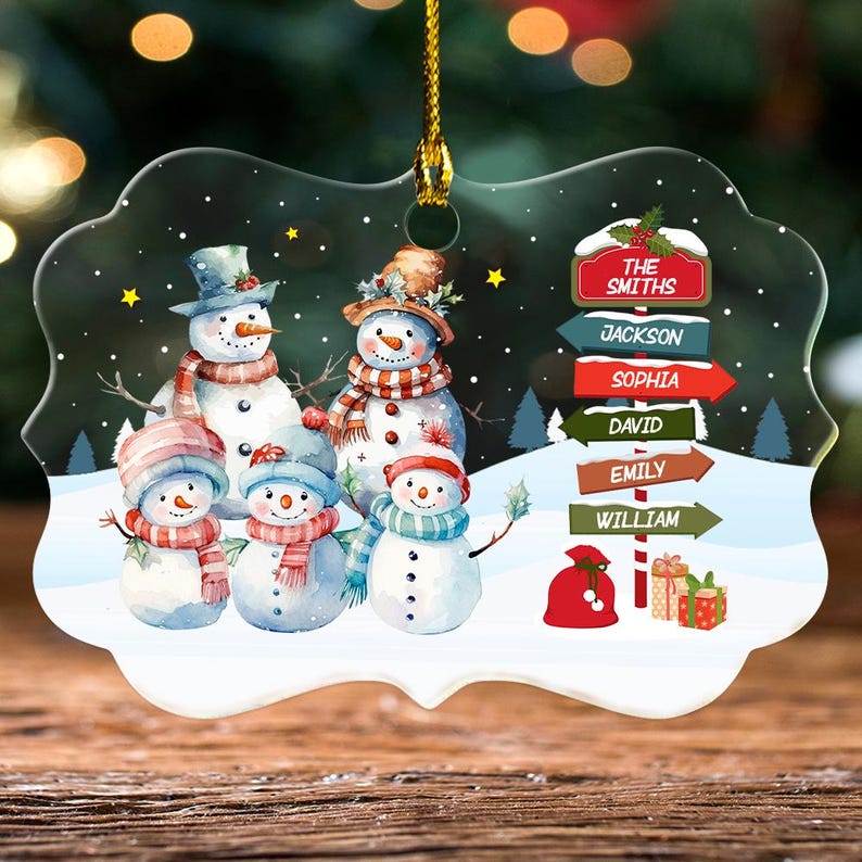 Holiday Snow Family Design With Gifts and Hat, Charming Christmas ...