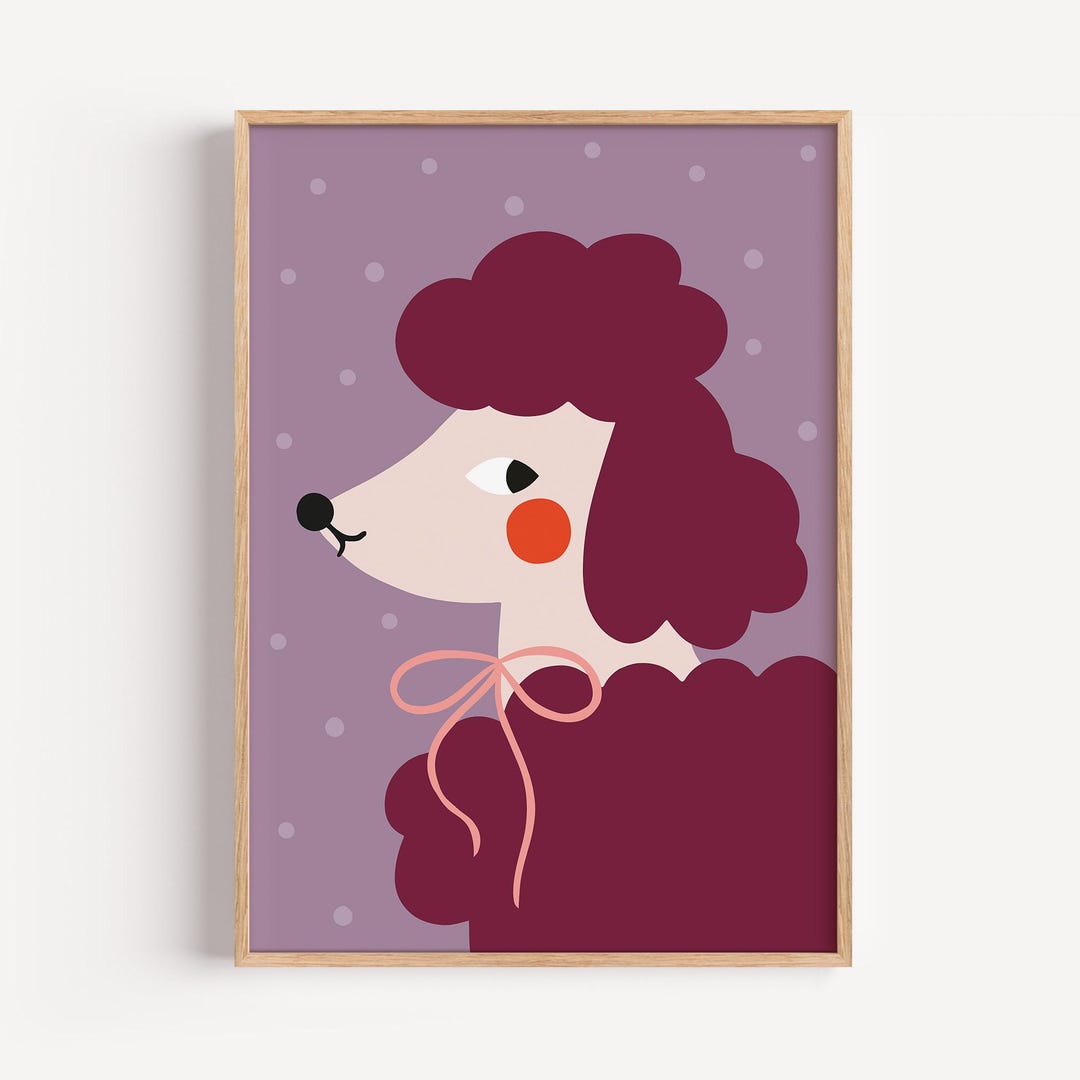 Poodle Poster, Elegant Dog Wall Art in Scandinavian Style, Minimalist ...