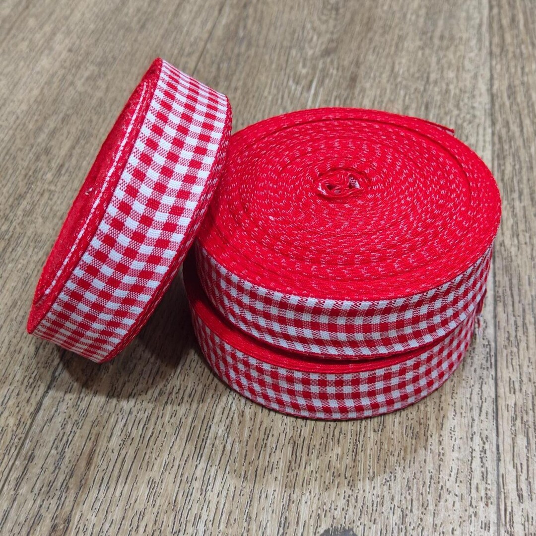 Gingham Check Ribbon – 1 Meter | 32mm Width | Green & Red Options ...