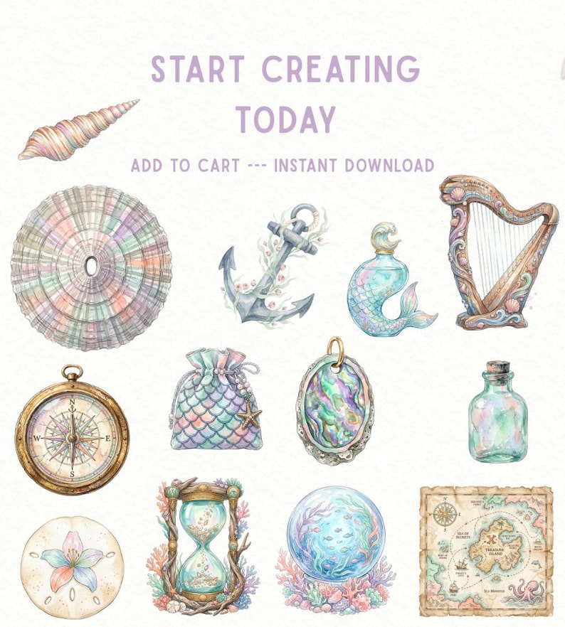 Pastel Under Sea Clipart, Cute Ocean Animals PNG, Whale Octopus Turtle ...