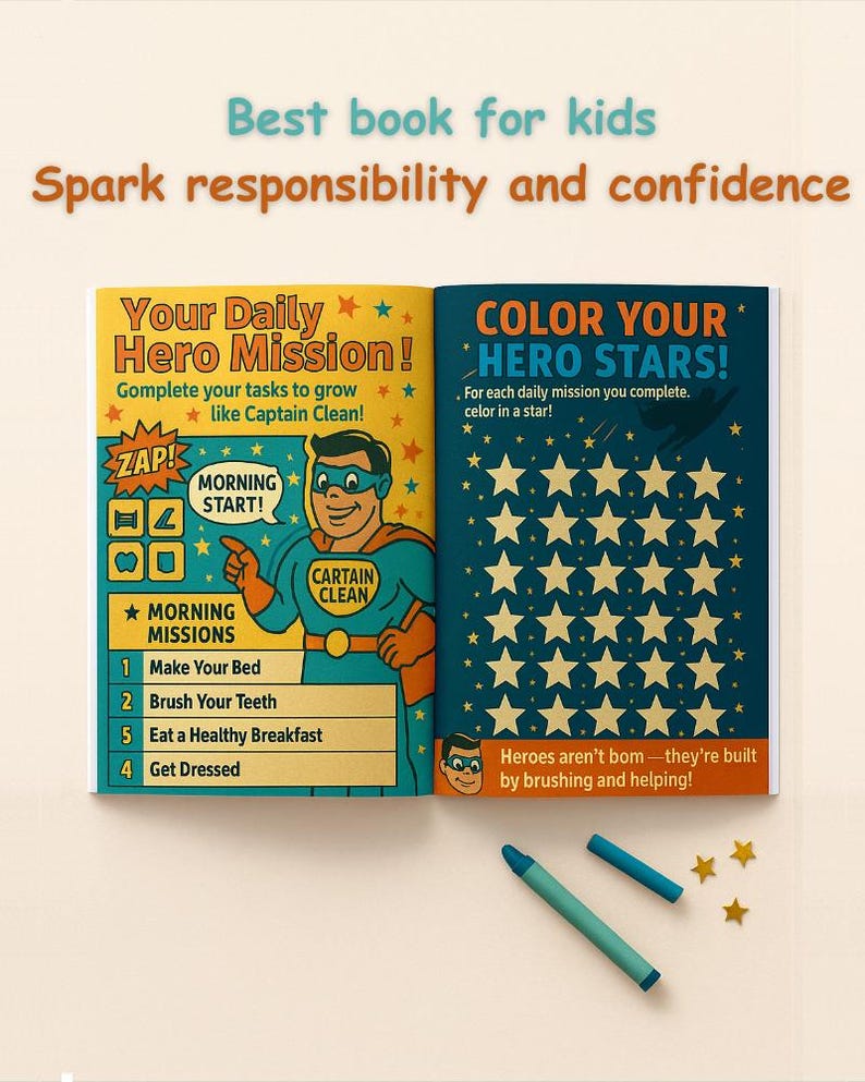 Superhero Kids Chore Chart: Daily Responsibilities, Gratitude Journal ...