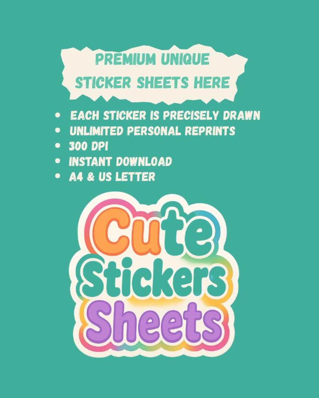 Cute Printable Sticker Sheets | Premium Planner,water Bottle, Kindle ...