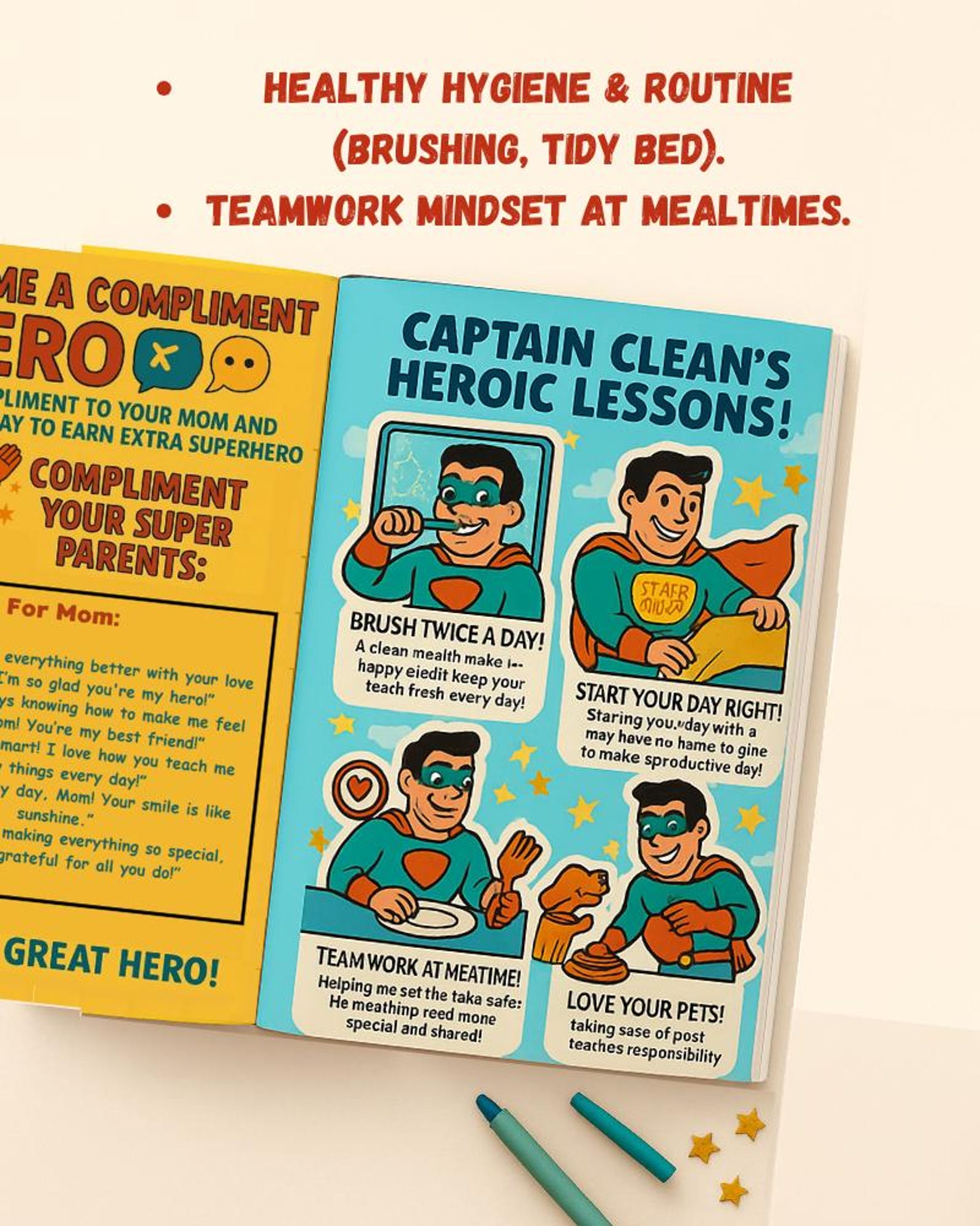 Superhero Kids Chore Chart: Daily Responsibilities, Gratitude Journal ...