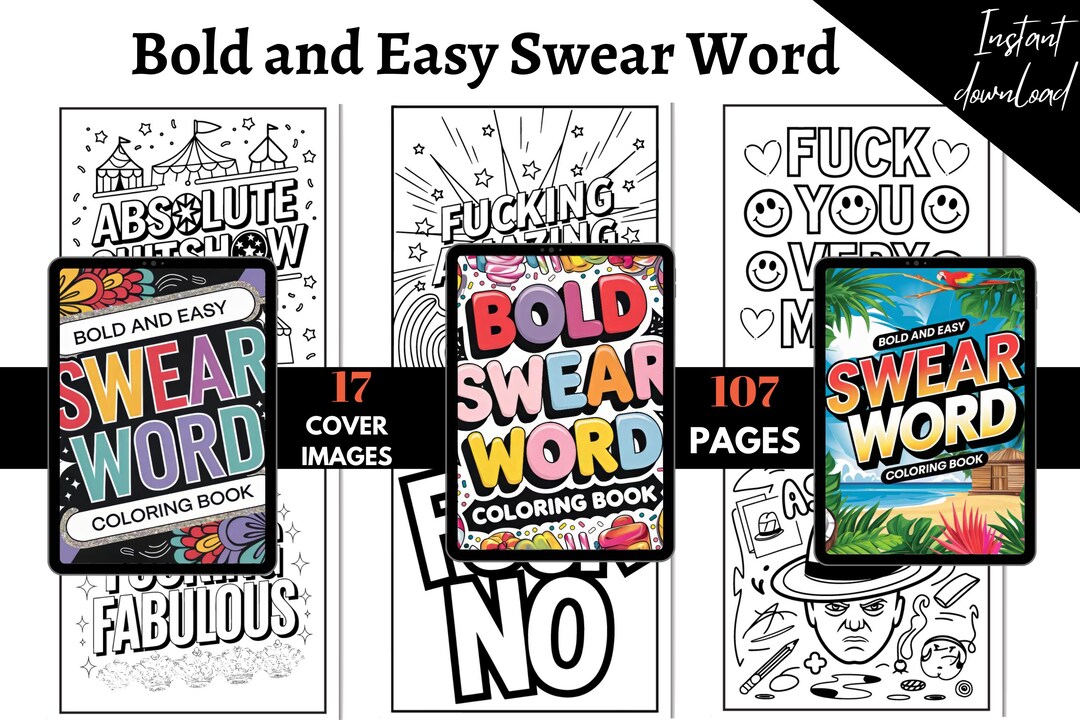 Bold & Easy Swear Word Coloring Pages | Funny Adult Coloring Sheets ...
