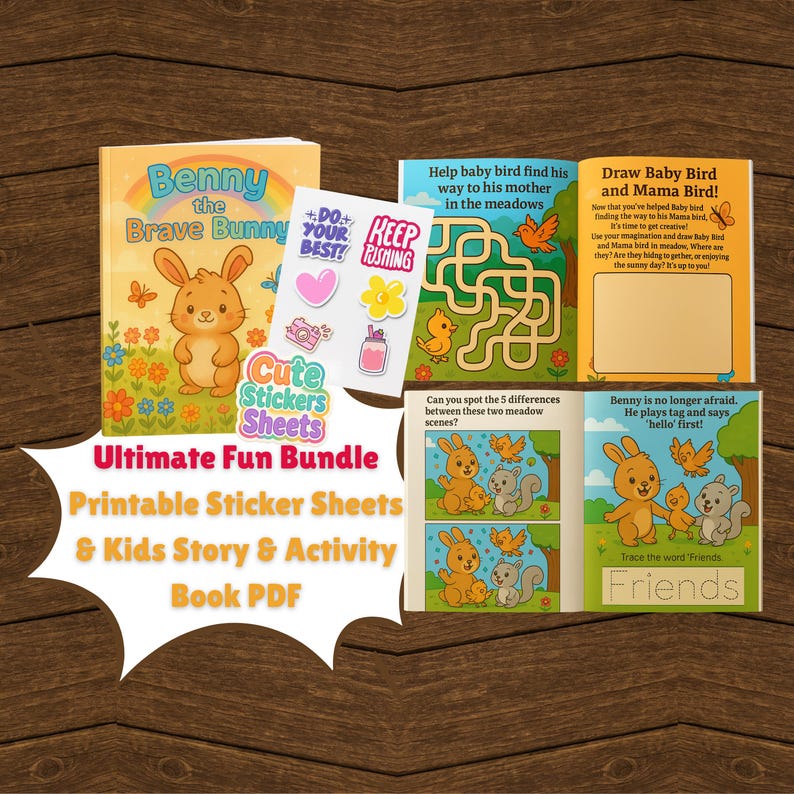 Bunny Activity Book & Sticker Sheets: Preschool Printable Bundle ...