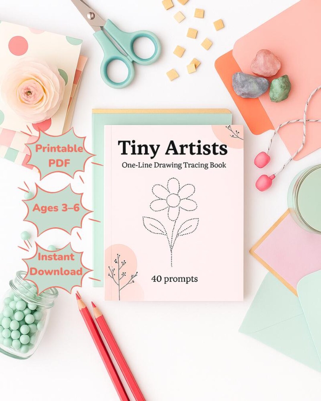 One-line Art Tracing Workbook: Preschool Drawing Prompts (ages 3-6 ...
