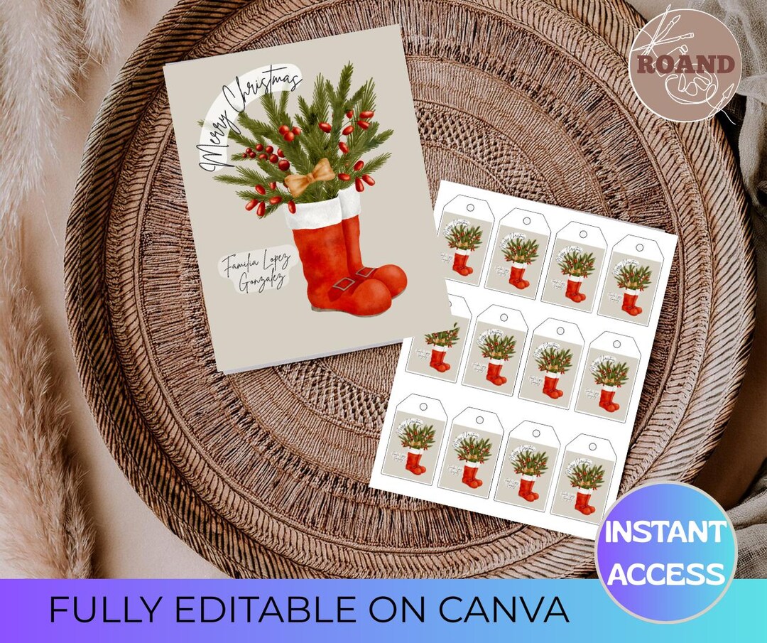 Editable Family Card Wishing a Merry Christmas Program Canva Template ...