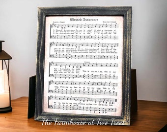 BLESSED ASSURANCE Hymn Wall Art Christian Home & Office Decor Vintage ...