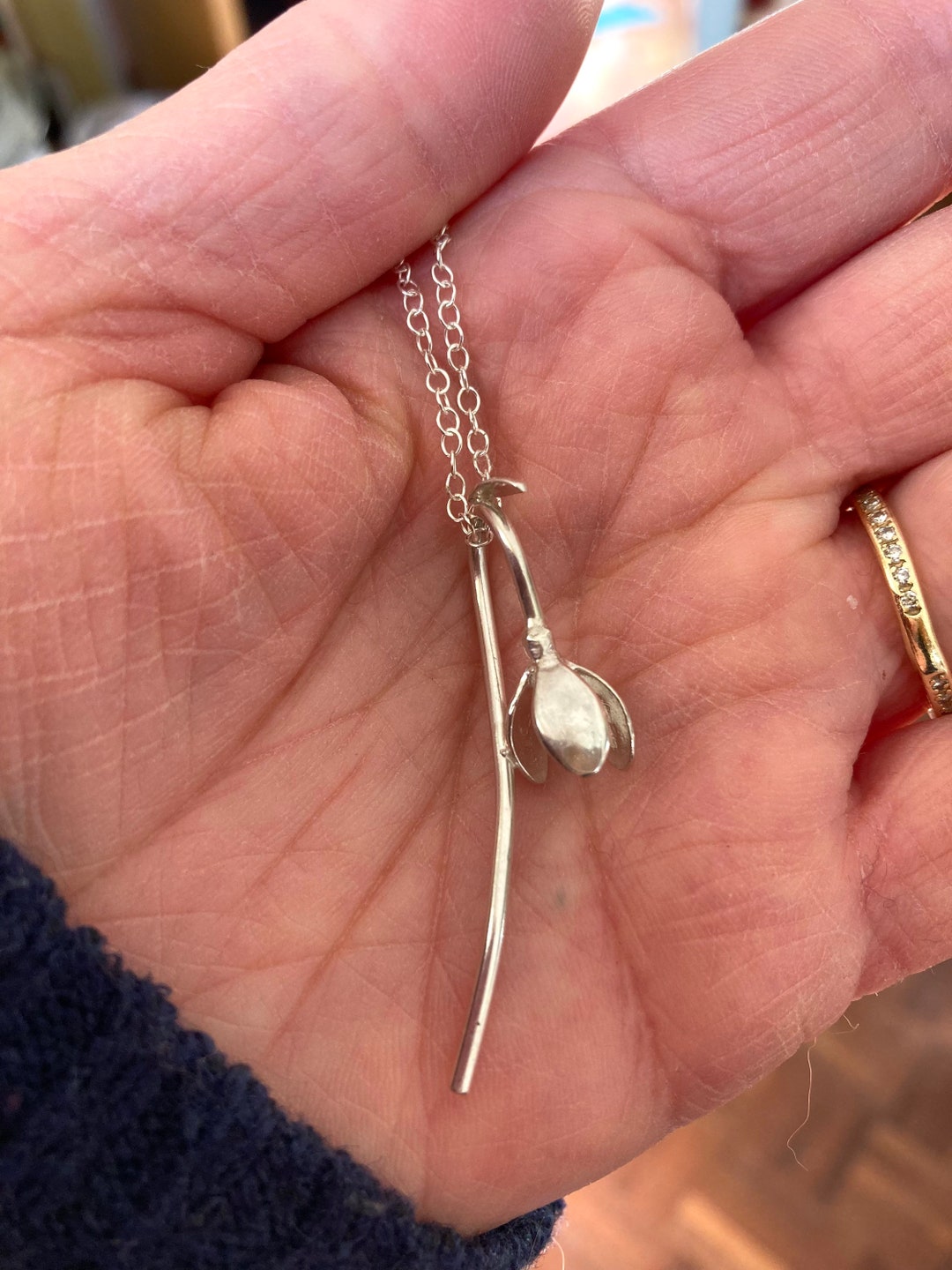 A Perfect Single Snowdrop Pendant, a Botanical Study of Galanthus, so ...