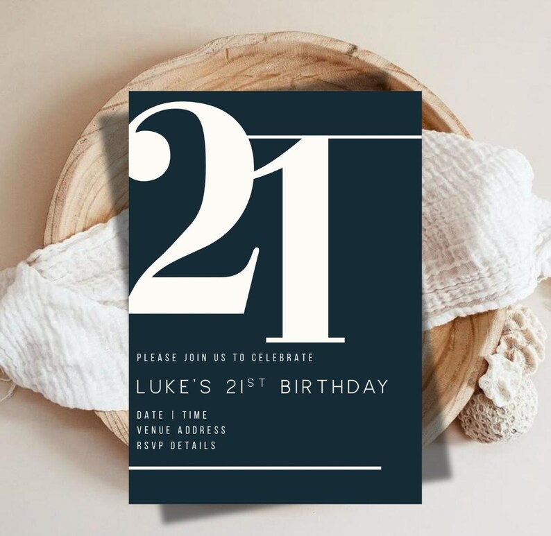Men's Simple 21st Birthday Invitation - Etsy