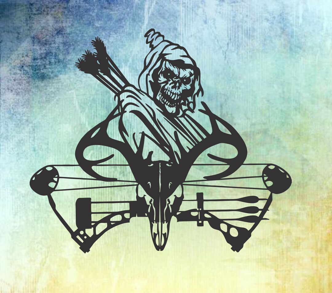 Deer Bow Holder Skull With Reaper and Bow / Plasma Cut Wall Art ...