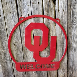 Ou-oklahoma University Metal Hanging Sign. School Football Spirit Flag ...