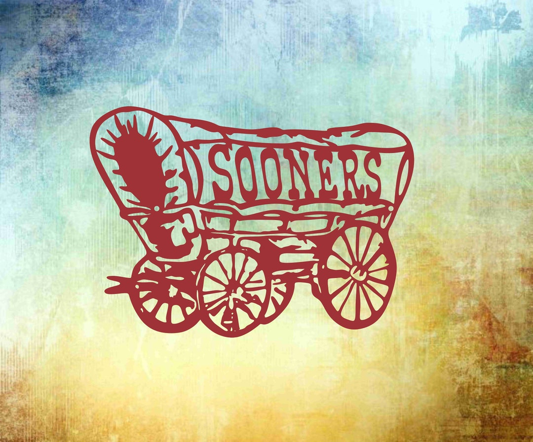 OU Sooners Wagon Metal Yard Stake - Oklahoma University Garden Decor - Etsy