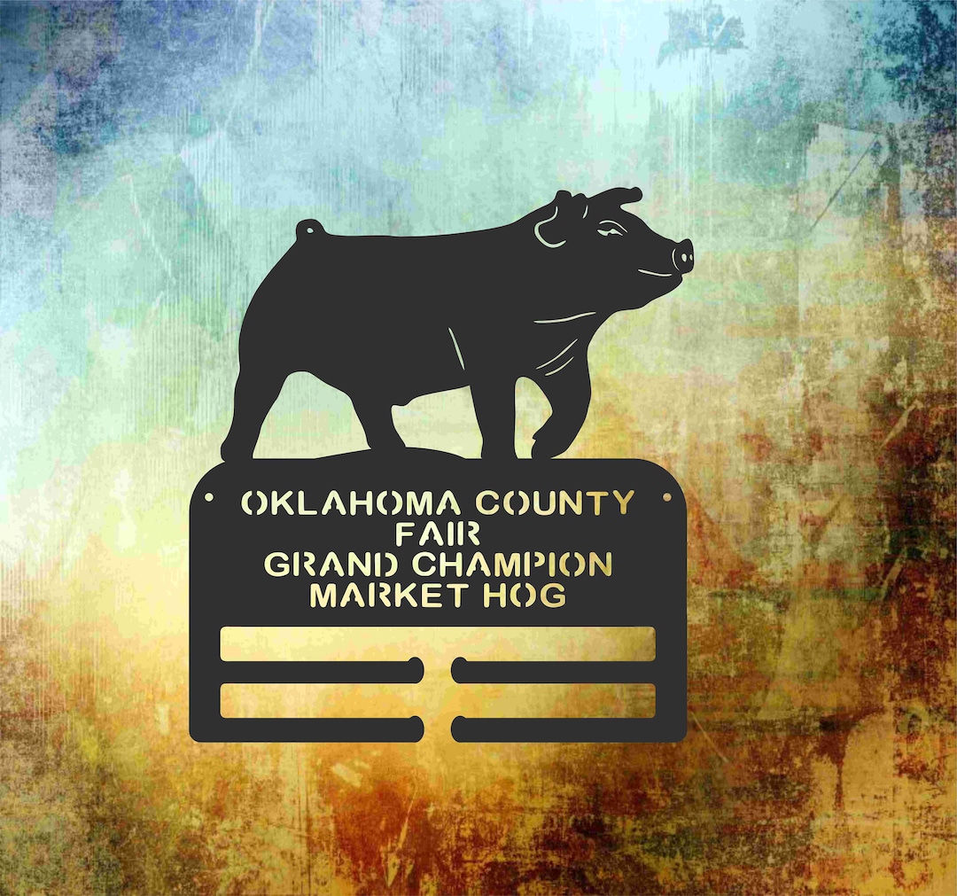 Swine Pig Ribbon Hanger. Pig Ribbon Display. Award or Trophy. Livestock ...