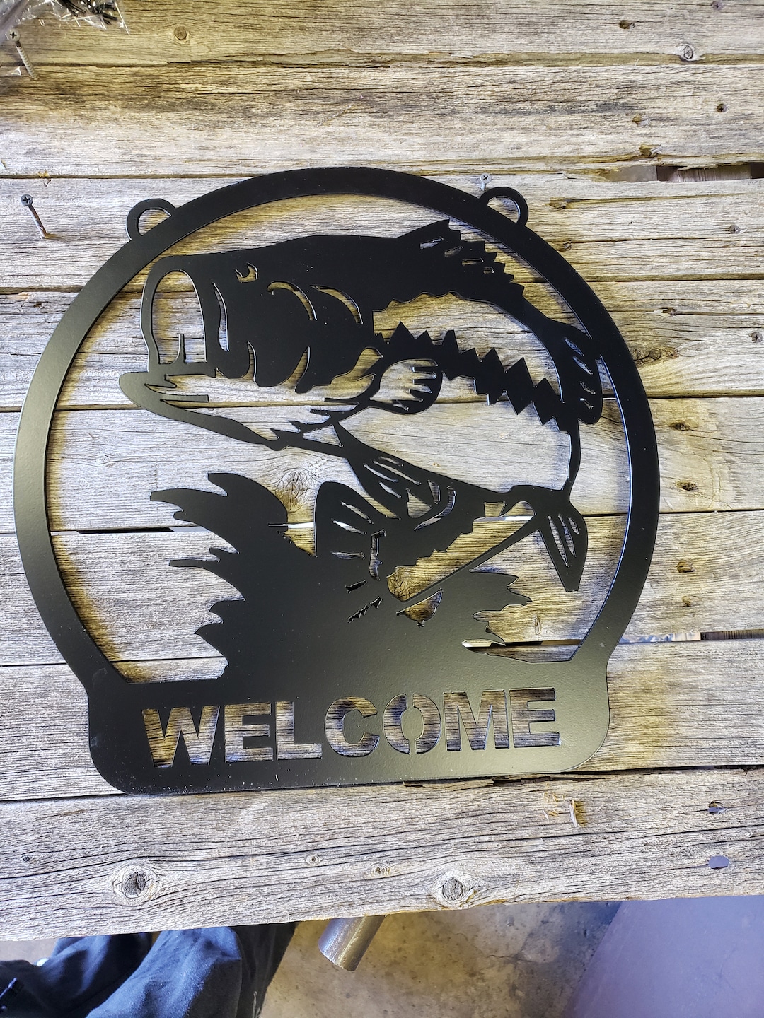 Bass Fishing Plasma Cut Metal Art Sign / Fishing / Lake / Yard Stake or ...