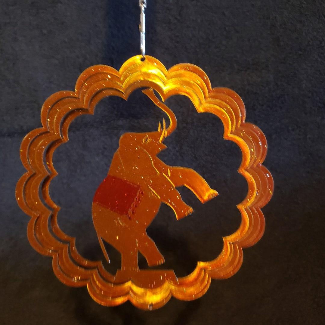 6" Elephant Wind Spinner. Garden Wind Whirly. Patio Decoration. Porch ...