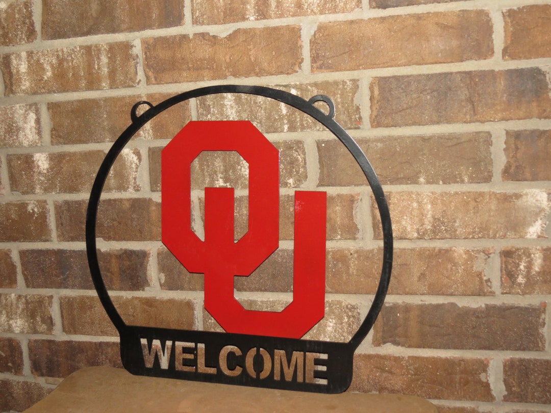 Ou-oklahoma University Metal Hanging Sign. School Football Spirit Flag ...