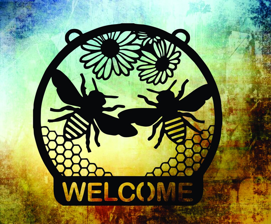Bee Honey Comb Wall Art or Yard Stake Sign. Plasma Cut Sign. Yard or ...