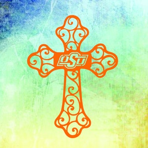 OSU Cross Oklahoma State Cowboys Plasma Metal Wall Art, Yard Decor ...